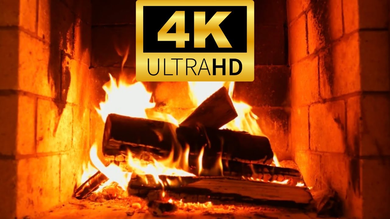 Relaxing 4k REAL Fireplace with crackling burning logs - YouTube