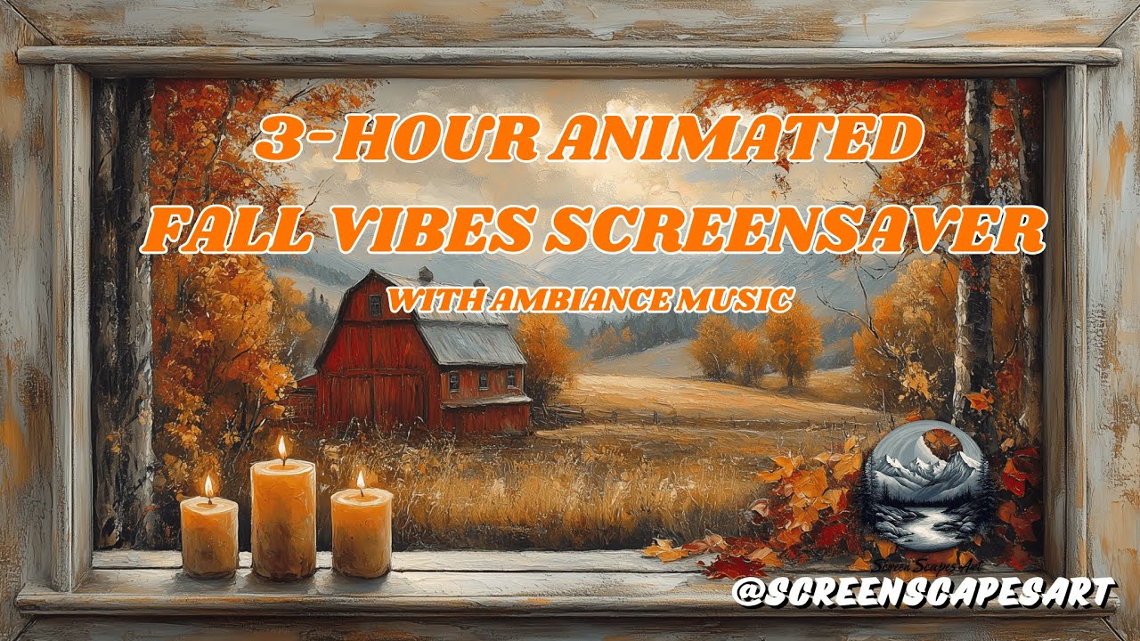 3-Hour Cozy Fall Barn TV Art | Flickering Candle Animation with Autumn ...