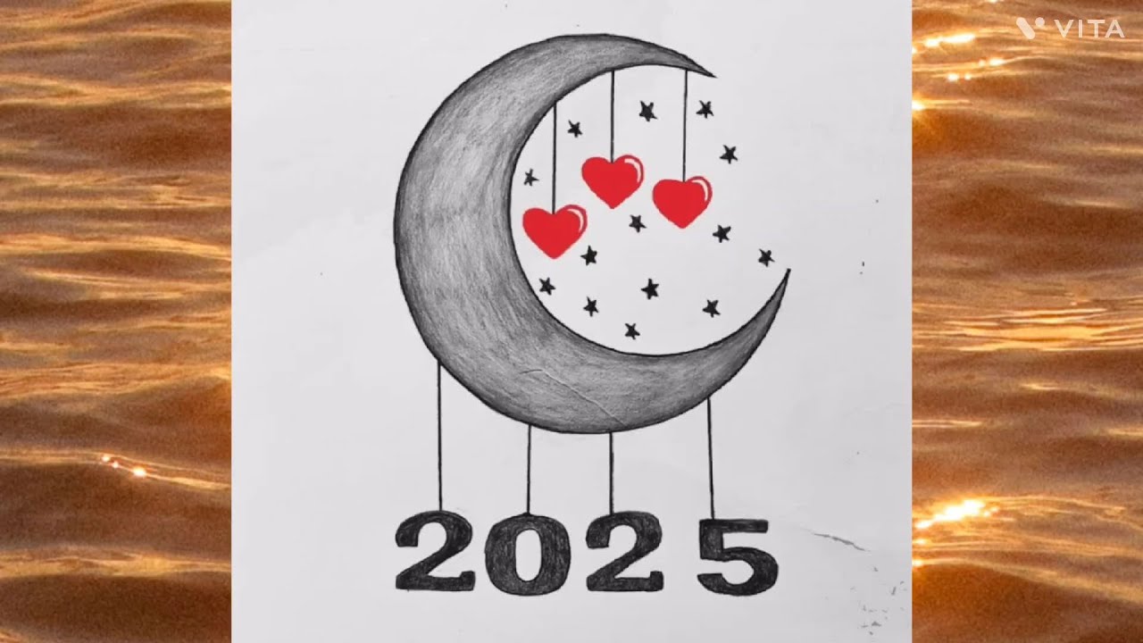 Happy New year drawing 2025 / New year drawing / How to draw a girl ...