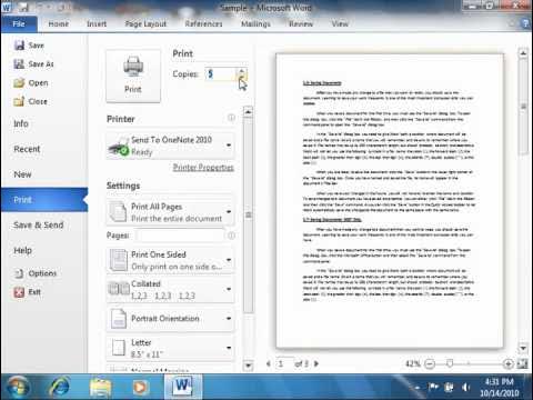 Word 2010 Tutorial Previewing and Printing Documents-2010 Microsoft ...