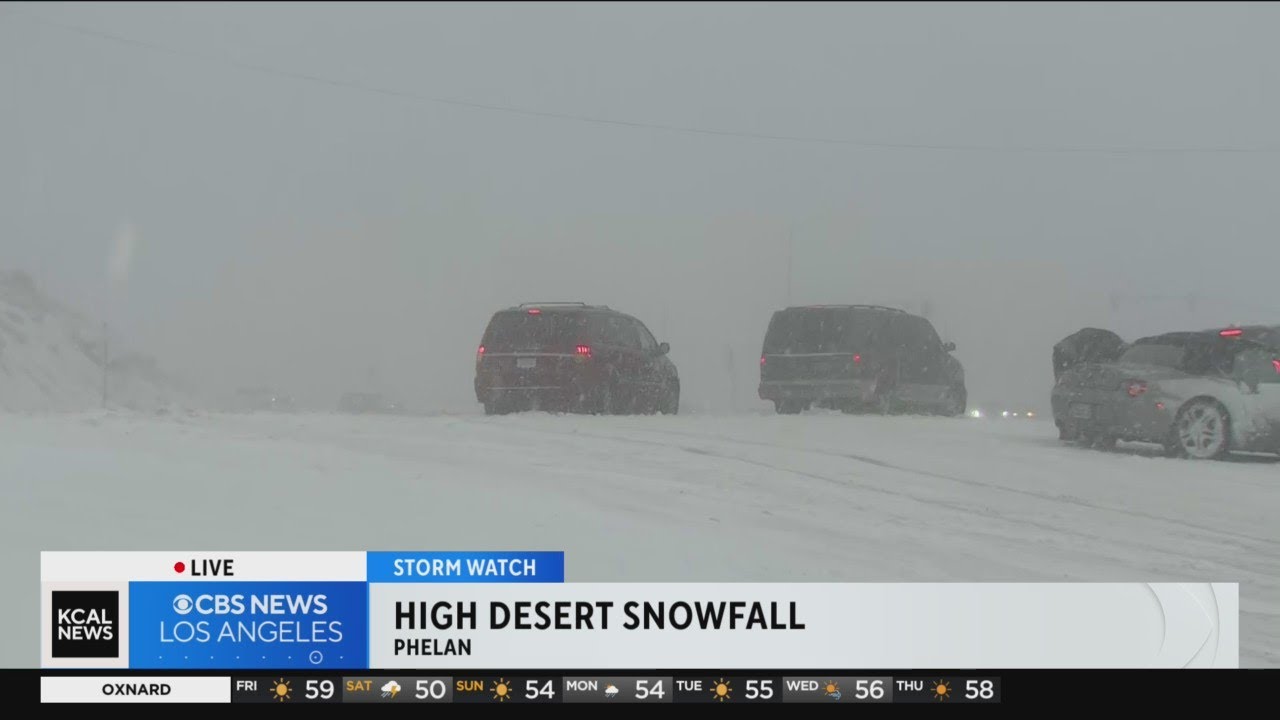 Snowfall in the high desert near Phelan - YouTube