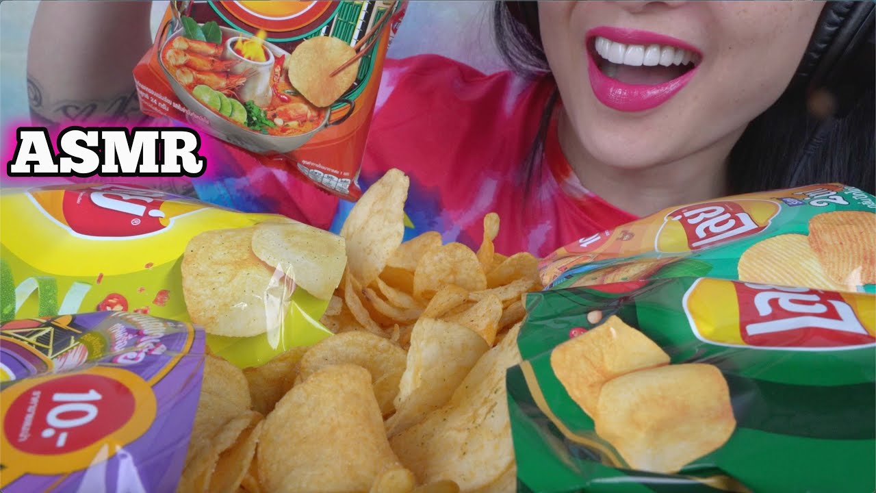 ASMR EXTREME CRUNCHY EATING SOUNDS (MY FAVOURITE SNACK) *THAILAND LAY'S ...