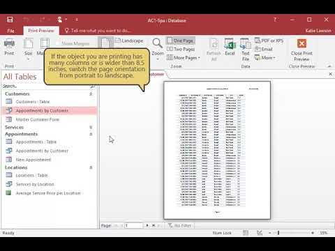 Access Chapter 1 Previewing and Printing Database Objects in ms access 2016 - YouTube