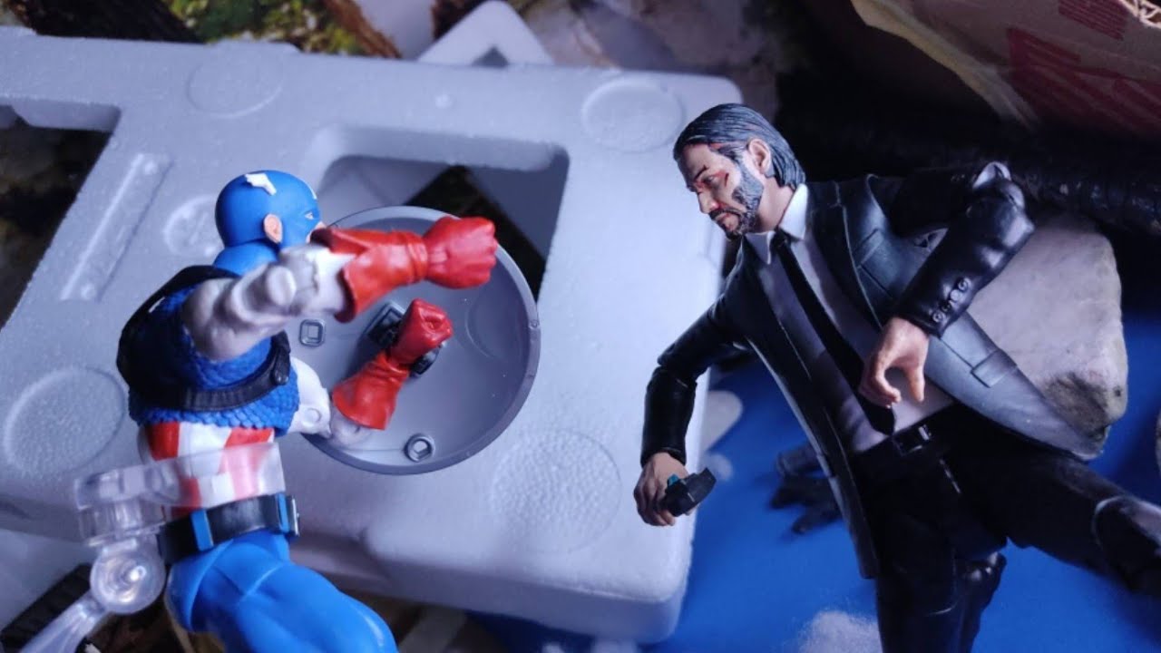 Captain America VS John Wick - Short Stop-Motion Fight - YouTube