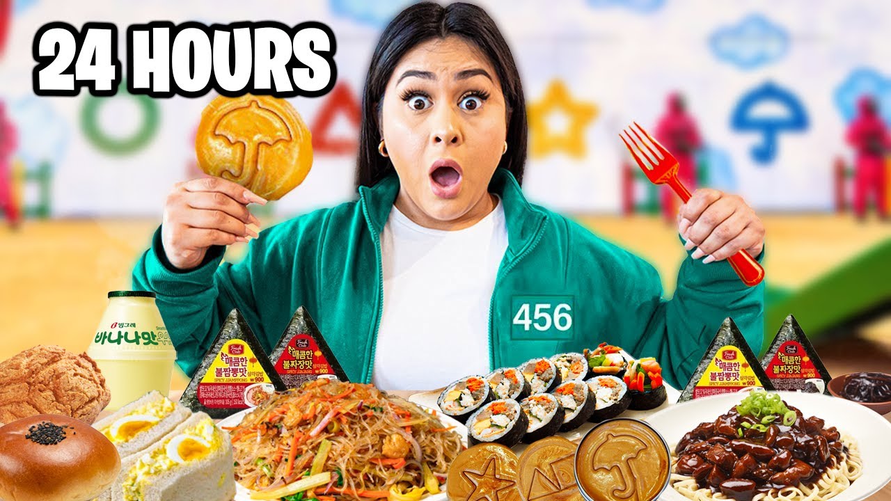 Only eating FOOD in SQUID GAME 2 for a FULL DAY! - YouTube