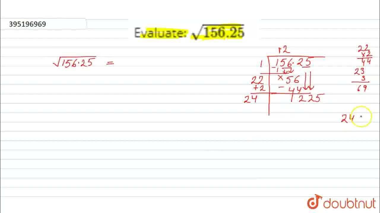 Evaluate: sqrt (156.25) | CLASS 8 | SQUARES | MATHS | Doubtnut - YouTube