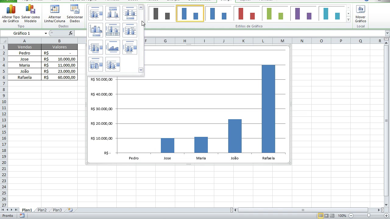 Aula 04 Nivel Básico Fazendo Gráfico Simples - YouTube