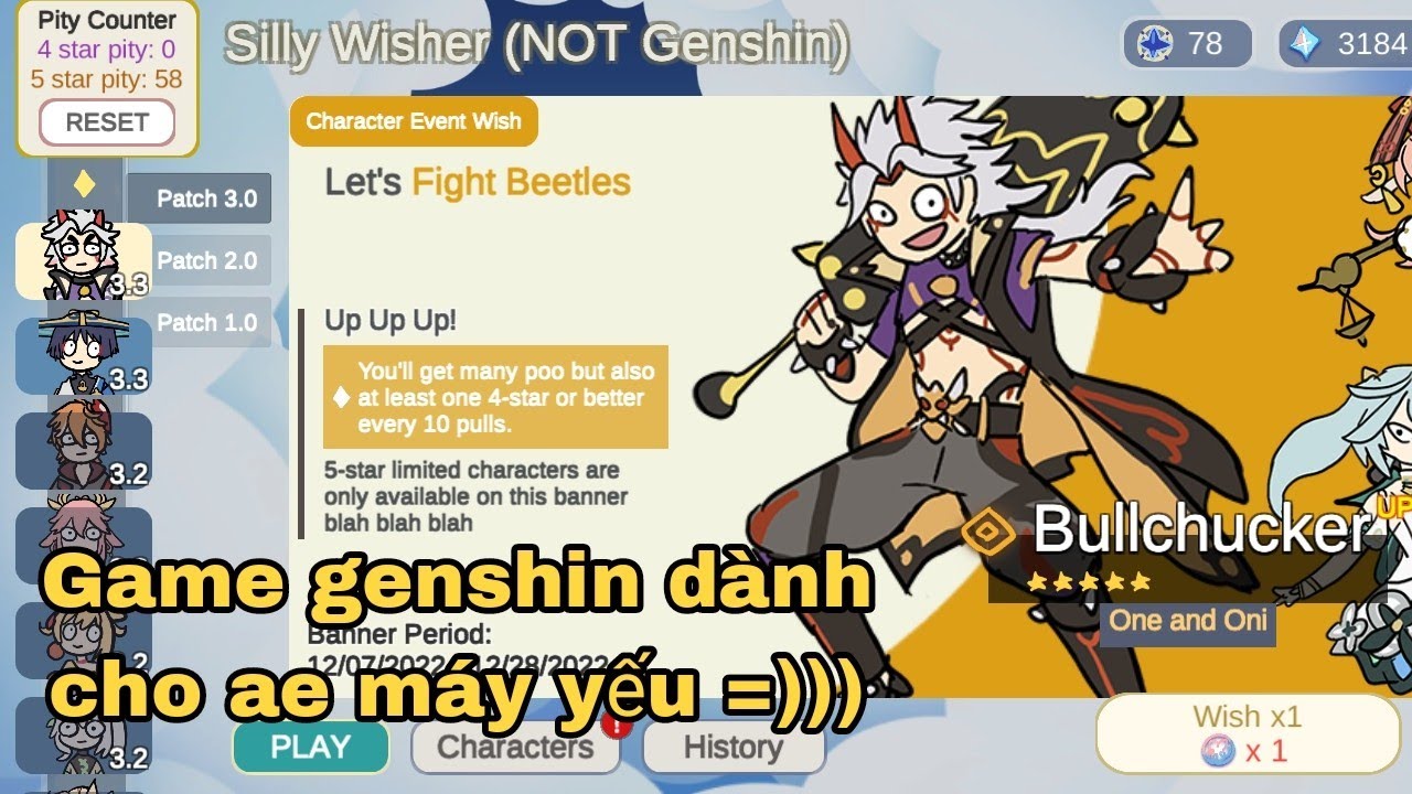 Trải nghiệm game Silly Wisher Genshin - Game Genshin phiên bản đá thủ ...
