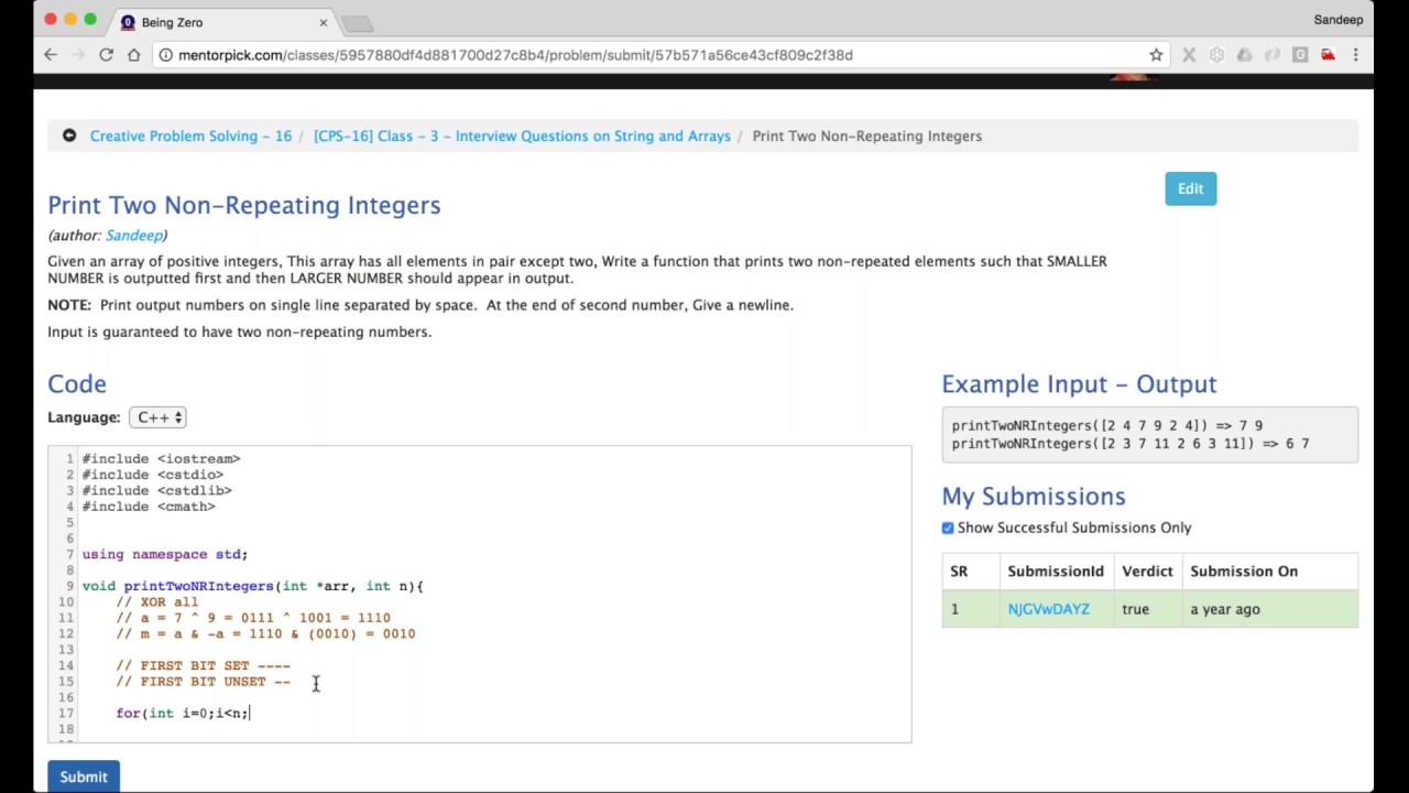 MP HINT Print Two Non Repeating Integers YouTube MP HINT Print Two Non Repeating Integers YouTube