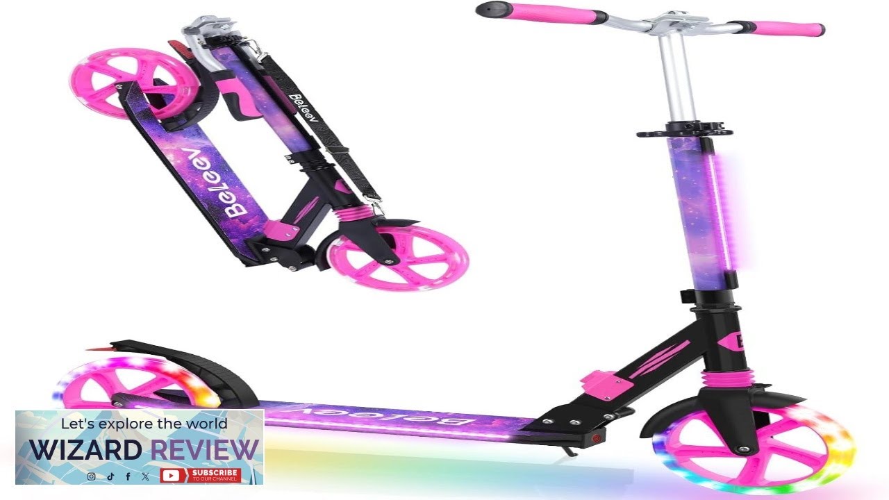 BELEEV V8 Scooter for Kids Ages 6+ with LED Light-Up Stem Review - YouTube