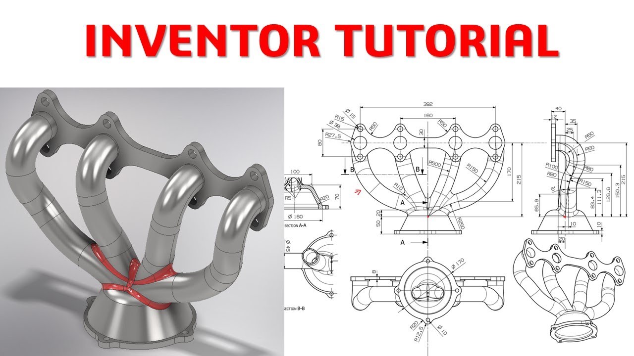 Inventor 2021 Tutorial #227 | 3D Model Exhaust Manifold Advanced - YouTube