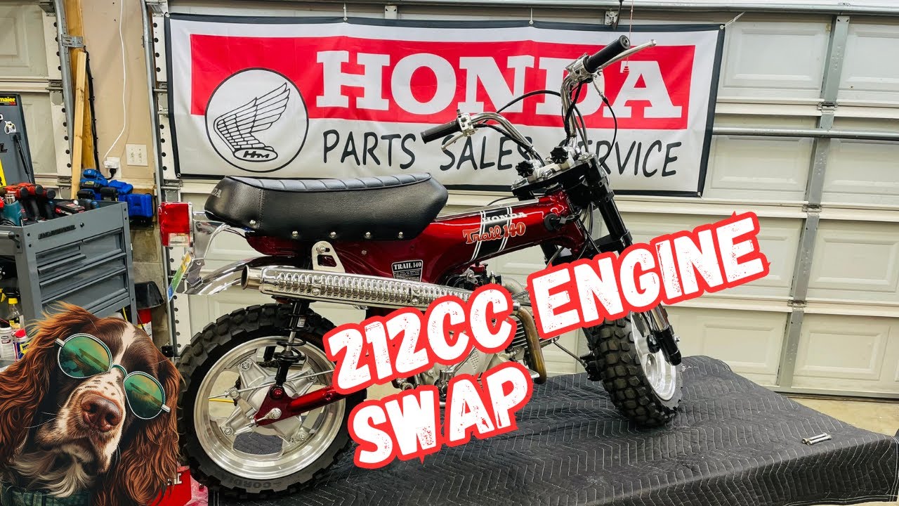 Honda Trail 70 CT70 212cc Engine swap will it run? - YouTube
