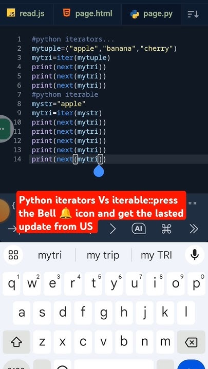 Python iterators vs iterable #shorts #python #iterable#vs #iterable #print #coding #programming ...