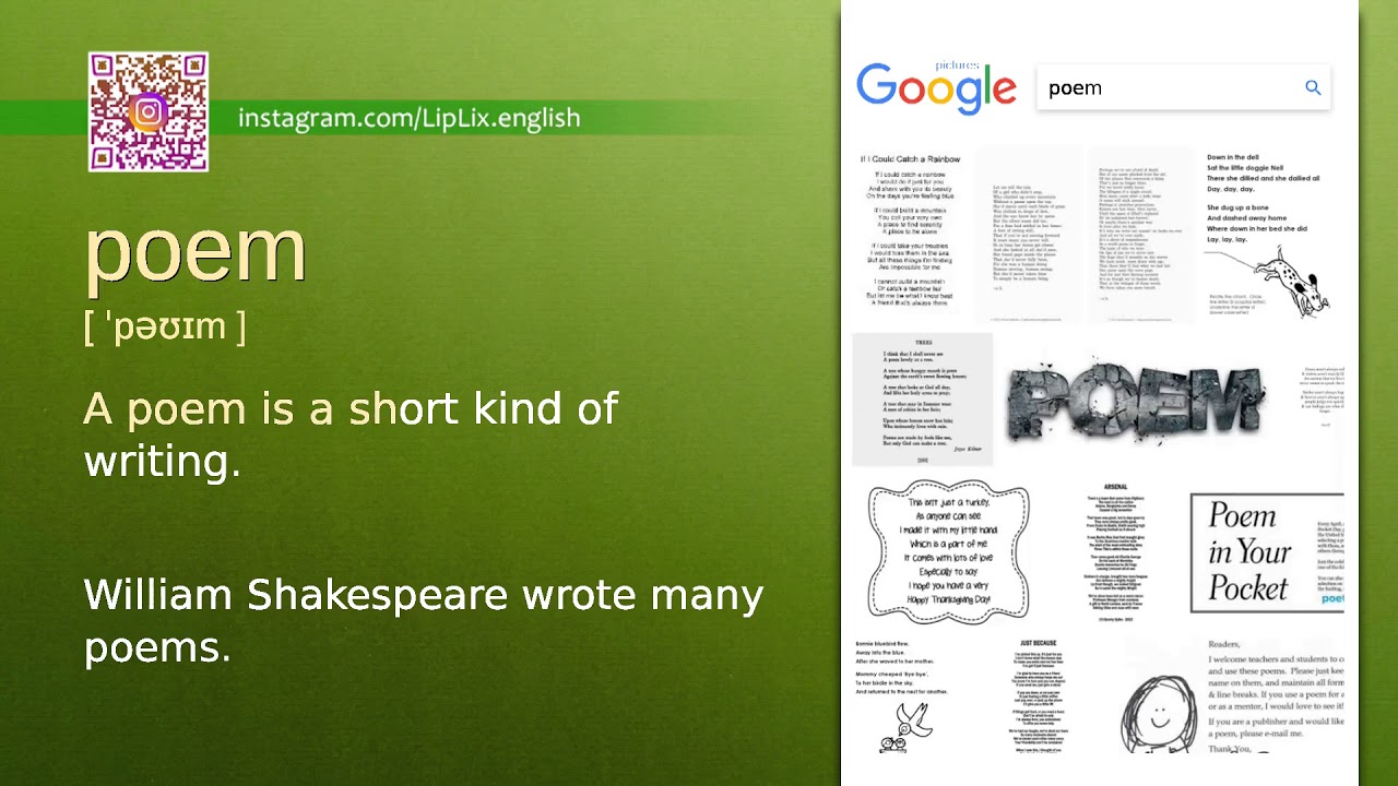 Poem : B1 level english vocabulary lesson, www.LipLix.com - YouTube