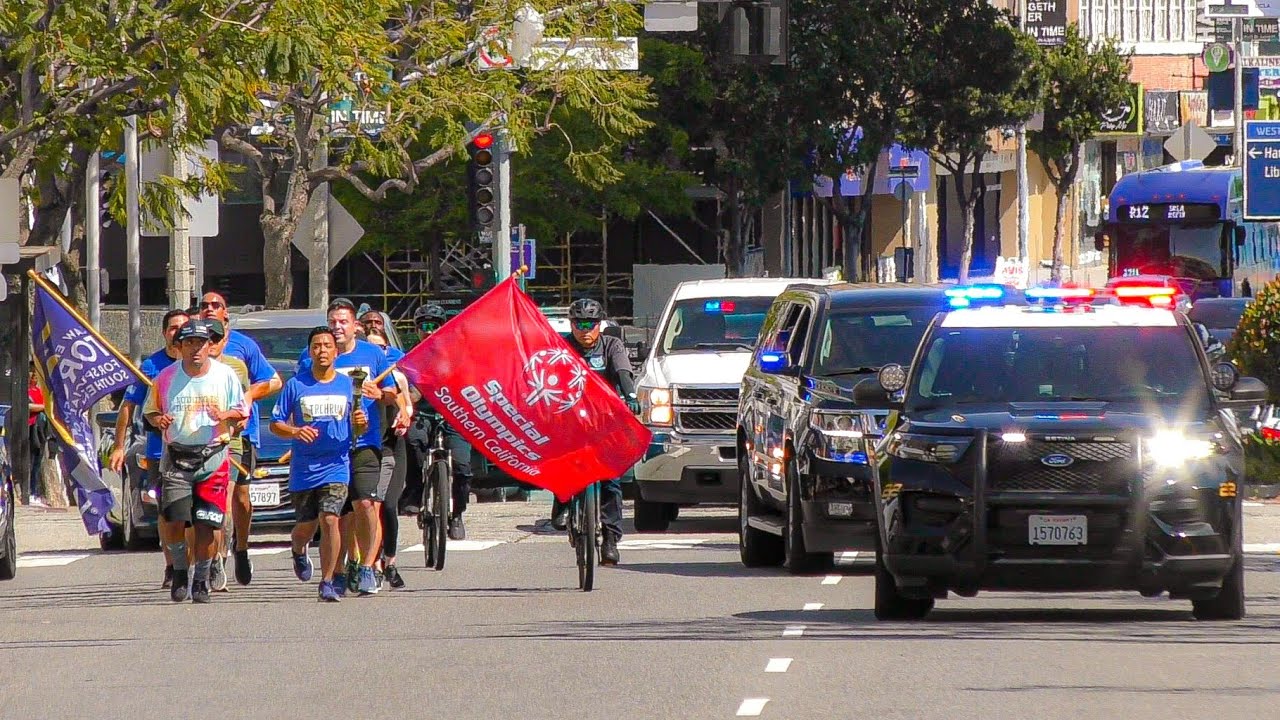 BHPD, UCLA PD, & LAPD Special Olympics Memorial Torch Run - YouTube