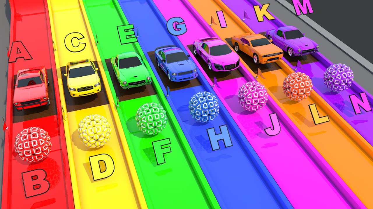 Alphabets Colors & Numbers For Kids Learn With Toy Super Cars Sliding ...