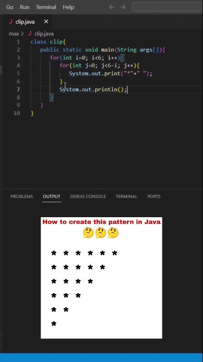 How To Create This Pattern In Java 🤔 Java Shorts Short Javatutorial Javaquestions Music