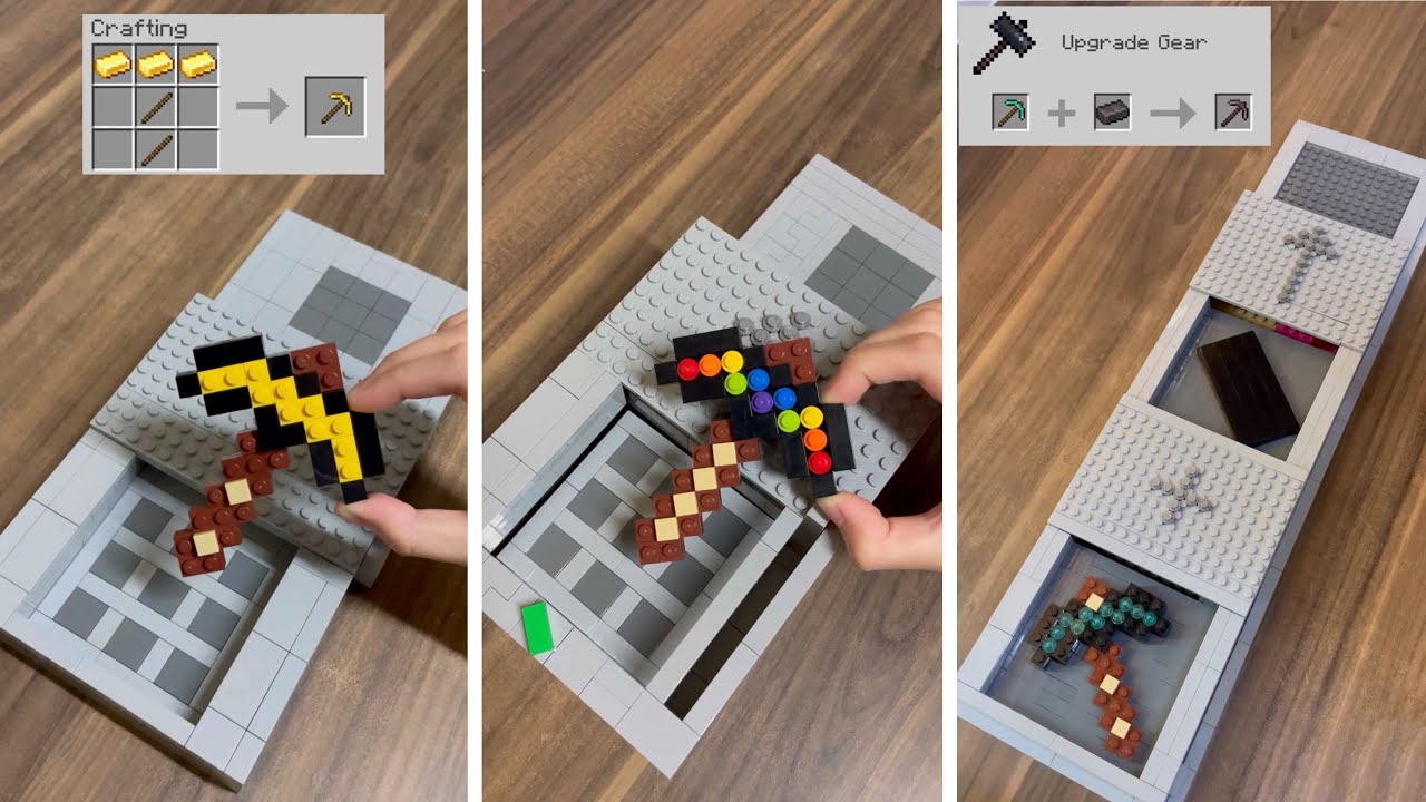 Crafting Minecraft Pickaxes BUT Lego! - YouTube