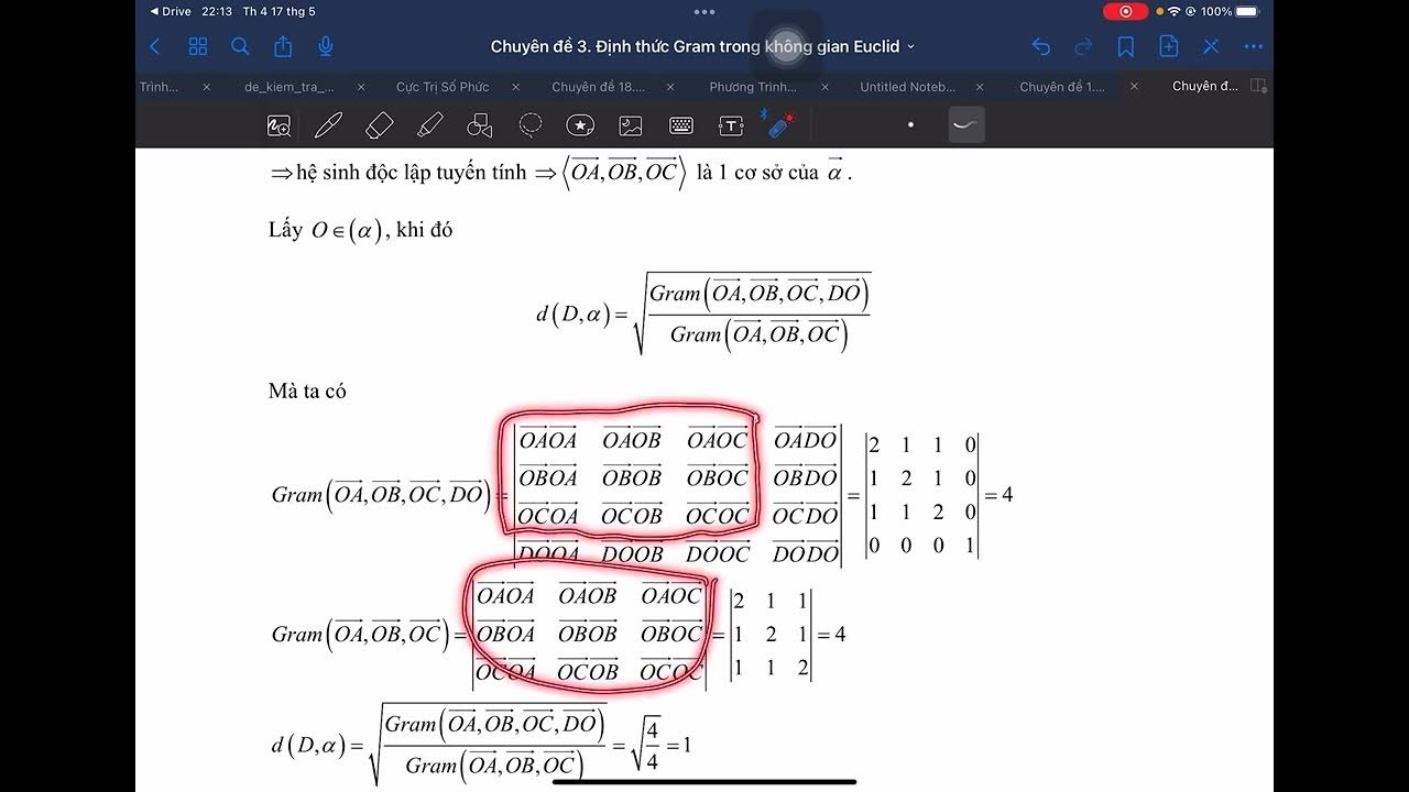 (Hình Học Tuyến Tính 1) Bài 4: Định Thức Gram Trong Không Gian Euclid (Phần 1) - YouTube