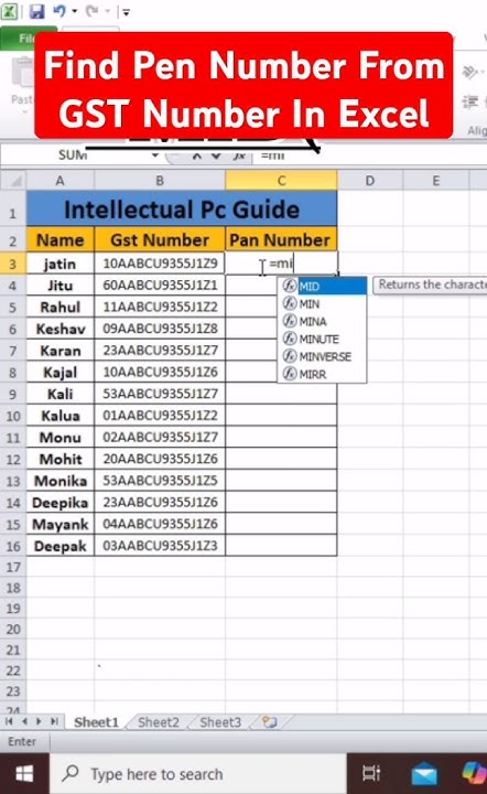 How to get PAN Number From GST Number in Excel🔥||Advance Excel 💯 || #shorts #excel #exceltips # ...