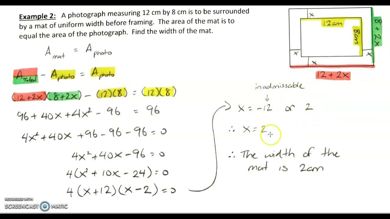 3.10 - Quadratic Applications (Part 2) - YouTube