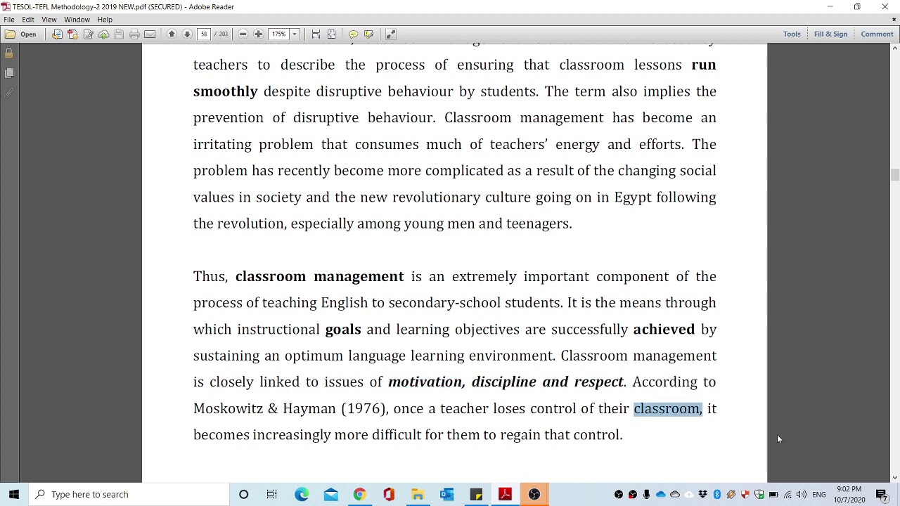 TESOL/TEFL Methodology 2- 4th Lecture: Chapter Two (Classroom ...