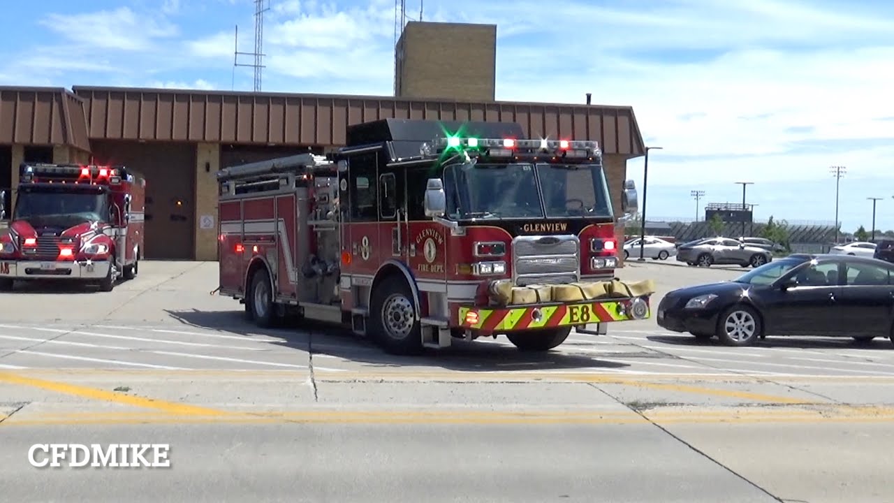 Glenview Fire Department Engine 8 And Ambulance 8 responding - YouTube