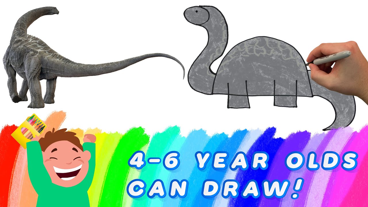Easy ALAMOSAURUS DINOSAUR Drawing - for Preschool & Kindergarten - YouTube