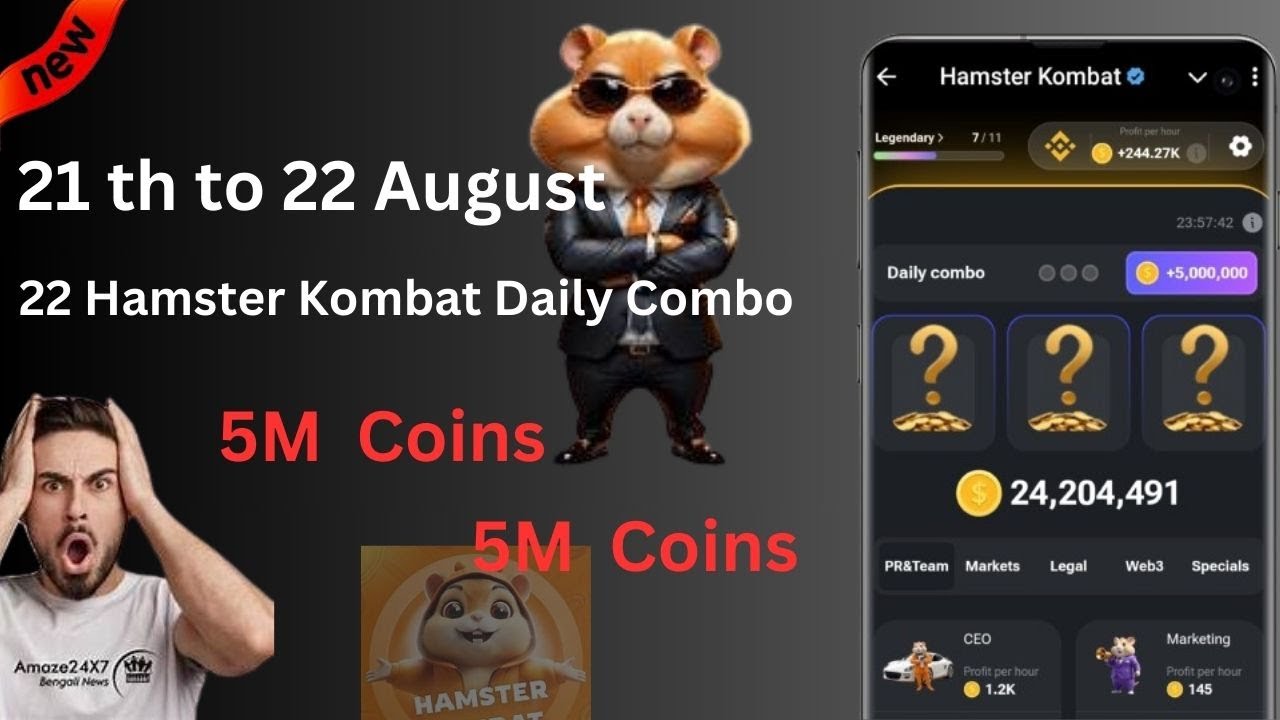 22 August Hamster Kombat Daily Combo 22 August | 21th to 22 August ...