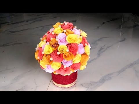 DIY Paper Flower Guldasta | How To Make Paper Flower Guldasta - YouTube