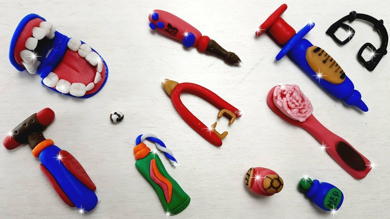 DIY How to Make Polymer Clay Miniature Dentist Doctor Set | DIY Easy ...