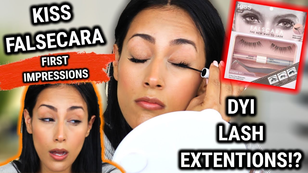KISS FALSECARA | DYI LASH EXTENSIONS | First Impressions | FAIL - YouTube