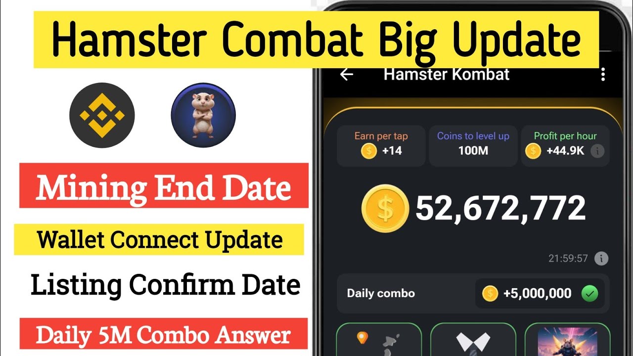 Hamster Combat Listing & Withdraw Update | Daily 5M Combo Answer ...