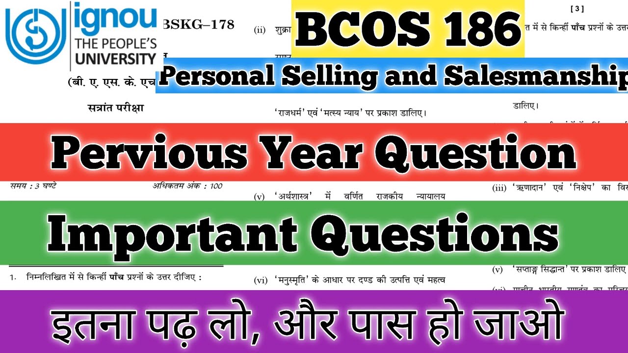 BCOS 186 Important Questions 2026 BCOS 186 Pervious Year Question Paper ...