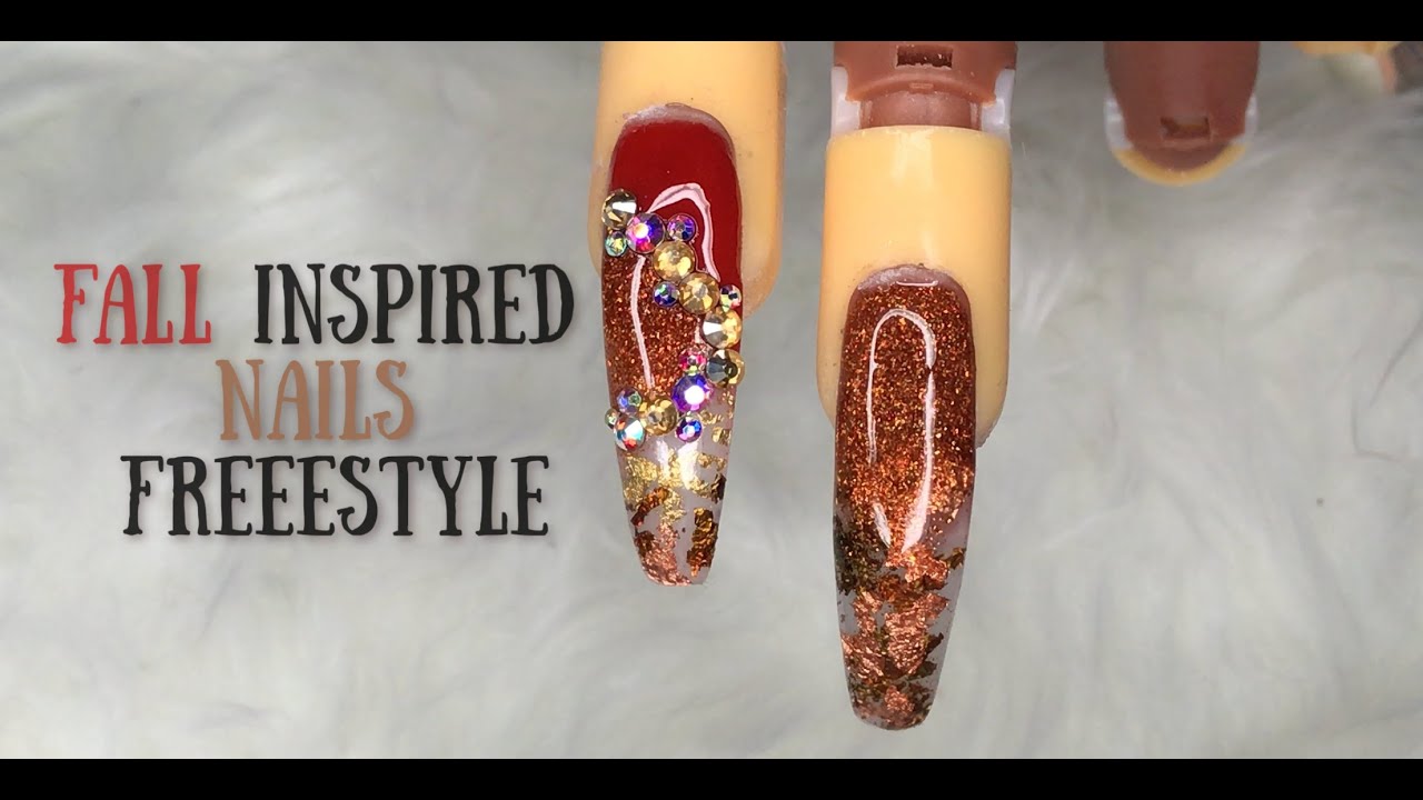 fall inspired freestyle(practice on two nails) - YouTube