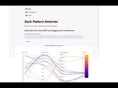 Dark Pattern Detection Web App built using streamlit and fine-tuned ...