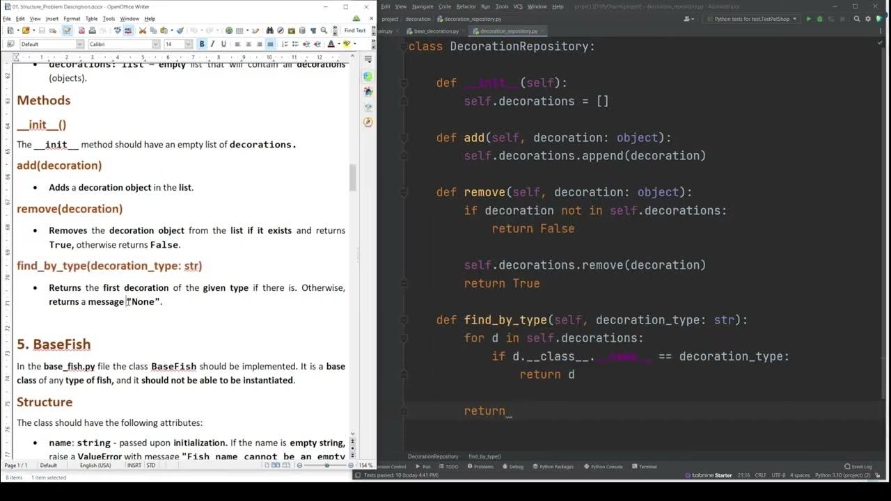 SoftUni OOP - 01. Fish Tank - Python OOP Exam 10 April 2021 - YouTube