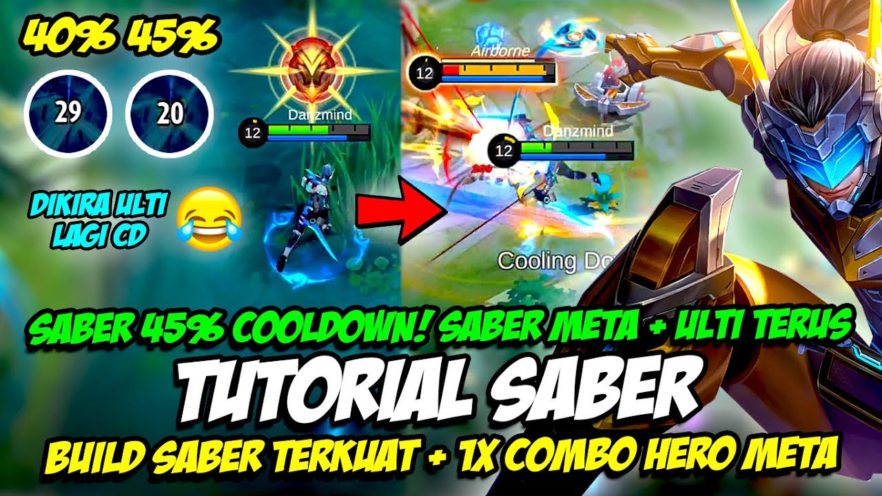 TUTORIAL SABER | BUILD SABER 45% COOLDOWN = SABER ULTI TERUS TIPS CARA ...