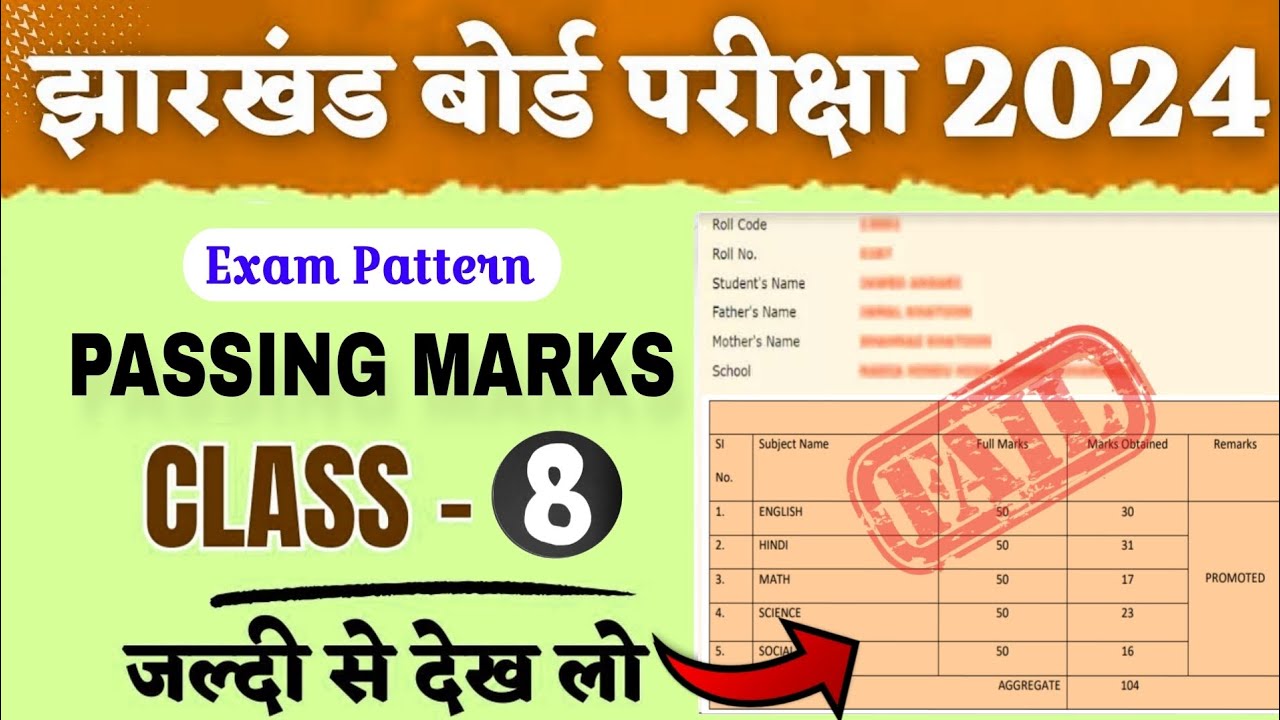 Class 8th passing marks 2024 || jac 8th board passing marks 2024 ||jac ...