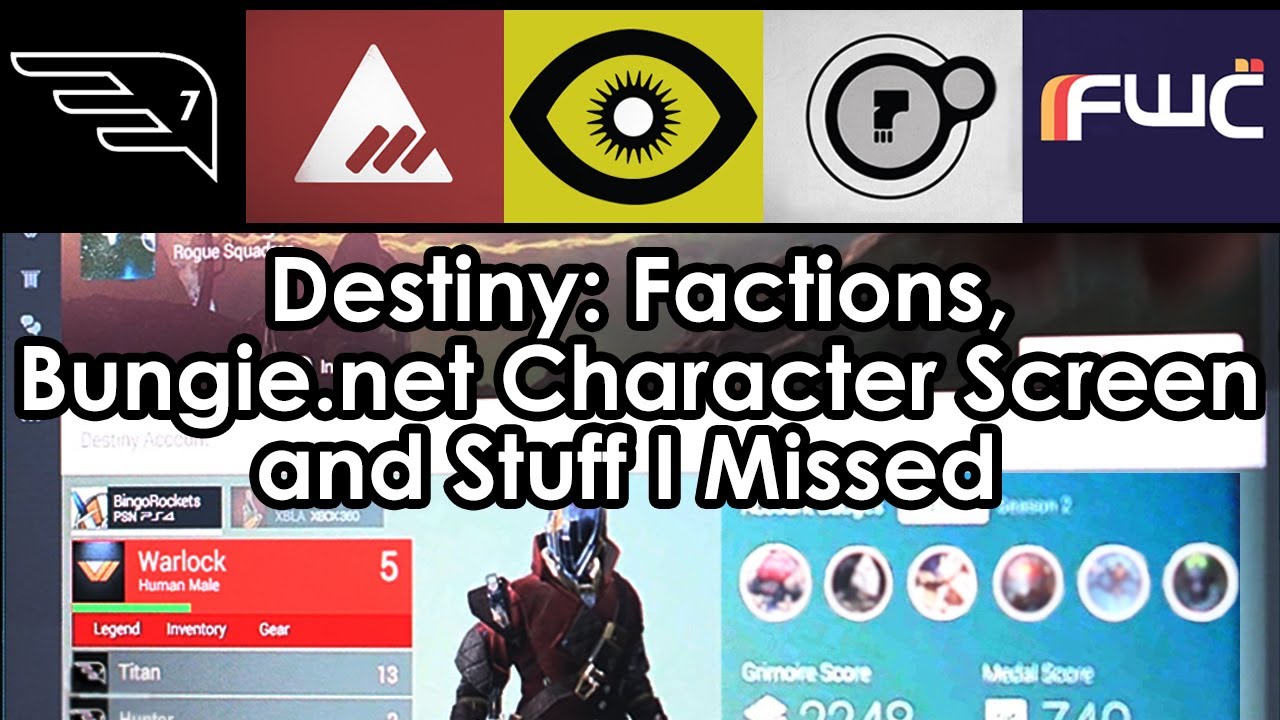 Destiny: Factions, Bungie.net's Character Menu Screen(?), and Stuff I ...