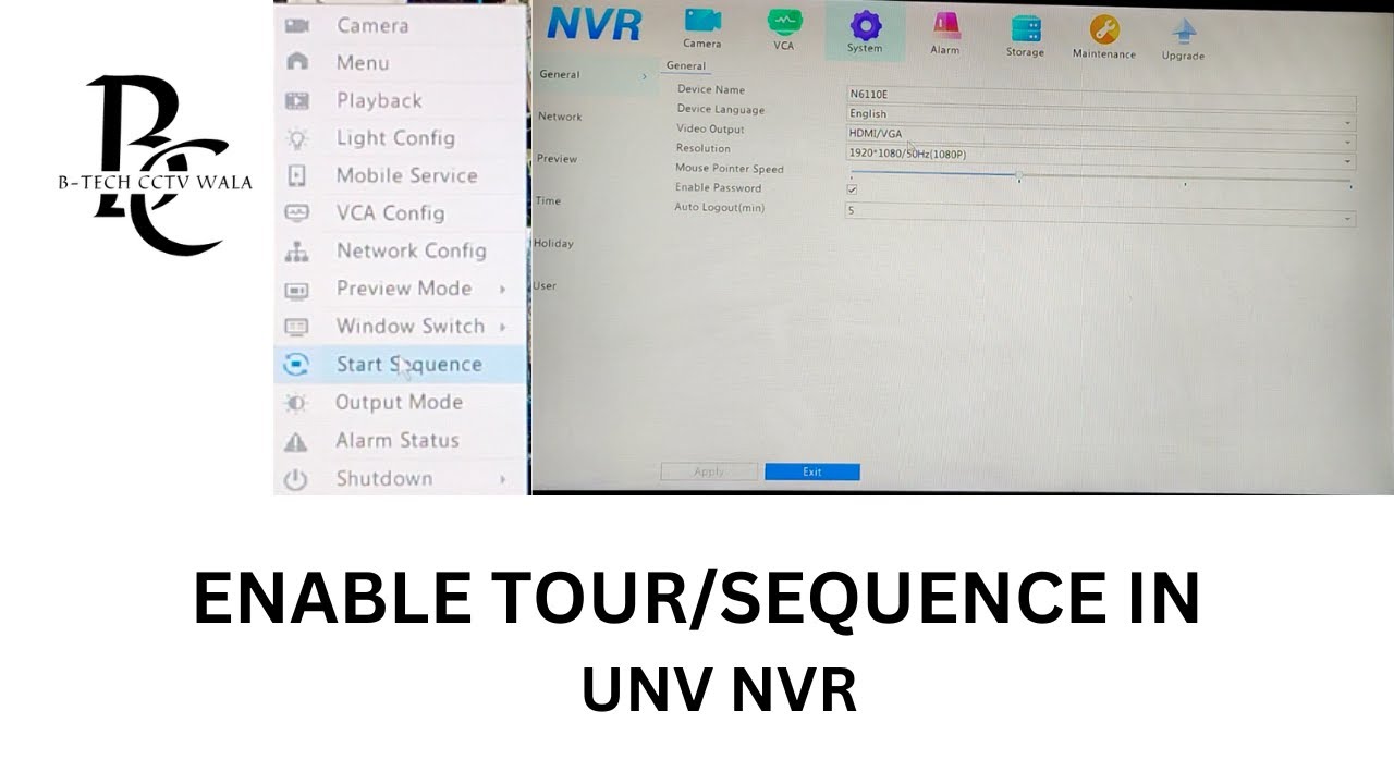 How To Enable Tour Option in UNV NVR - YouTube