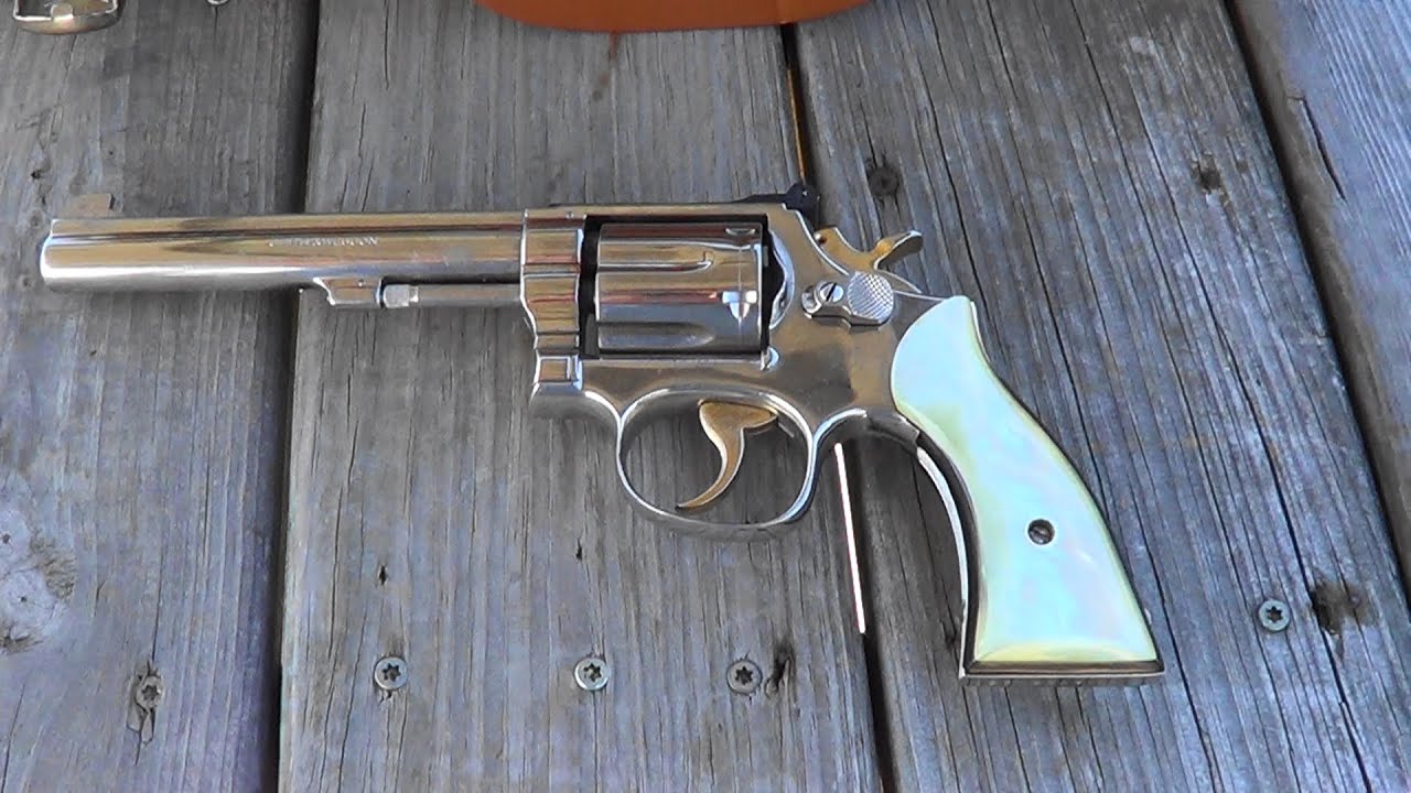 Smith & Wesson Model 14-4 In Nickel & Gold - YouTube