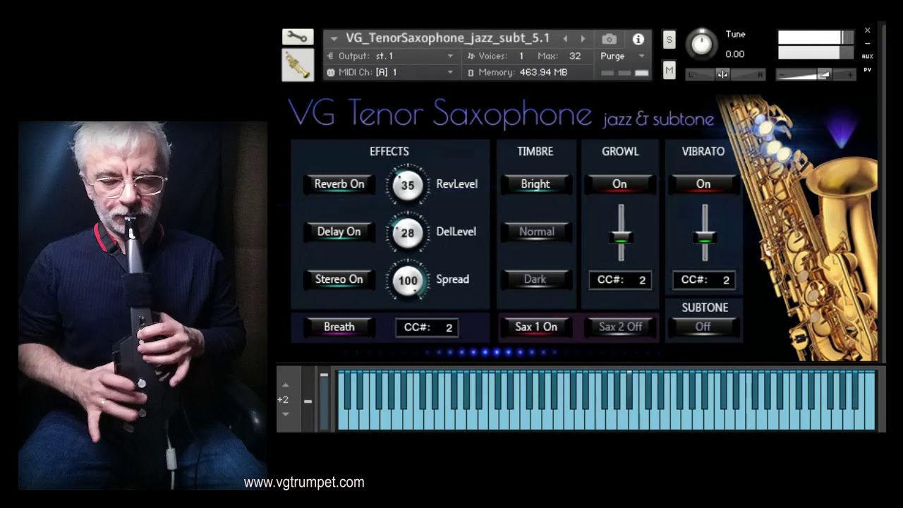 Aerophone AE-10 wind controller and VG Tenor Saxophone sample library ...