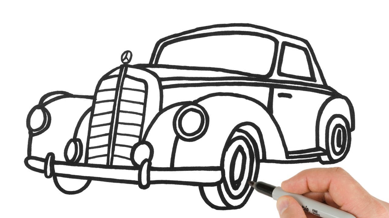 How to Draw Antique Car Mercedes Benz - YouTube
