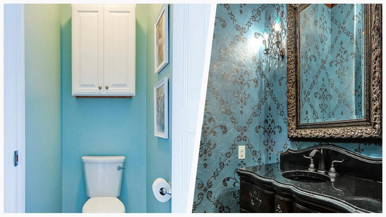 75 Turquoise Powder Room With An Integrated Sink Design Ideas You'll ...