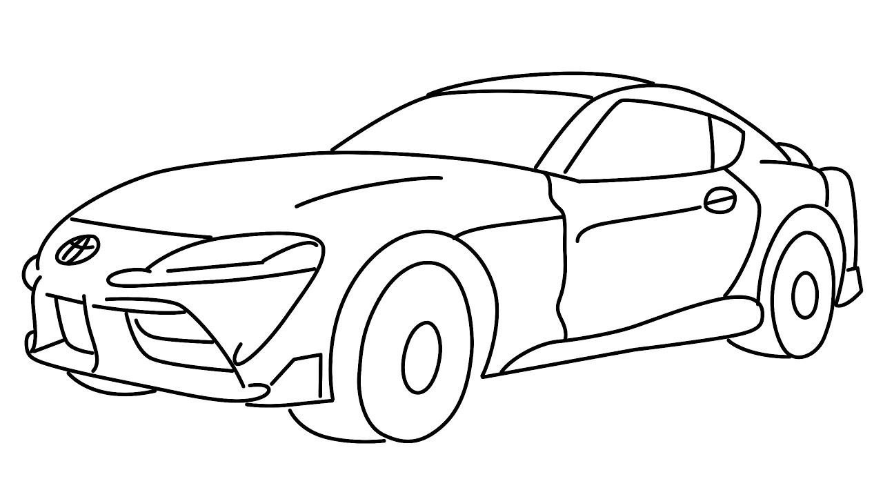 How to draw Toyota GR Supra step by step for beginners - YouTube