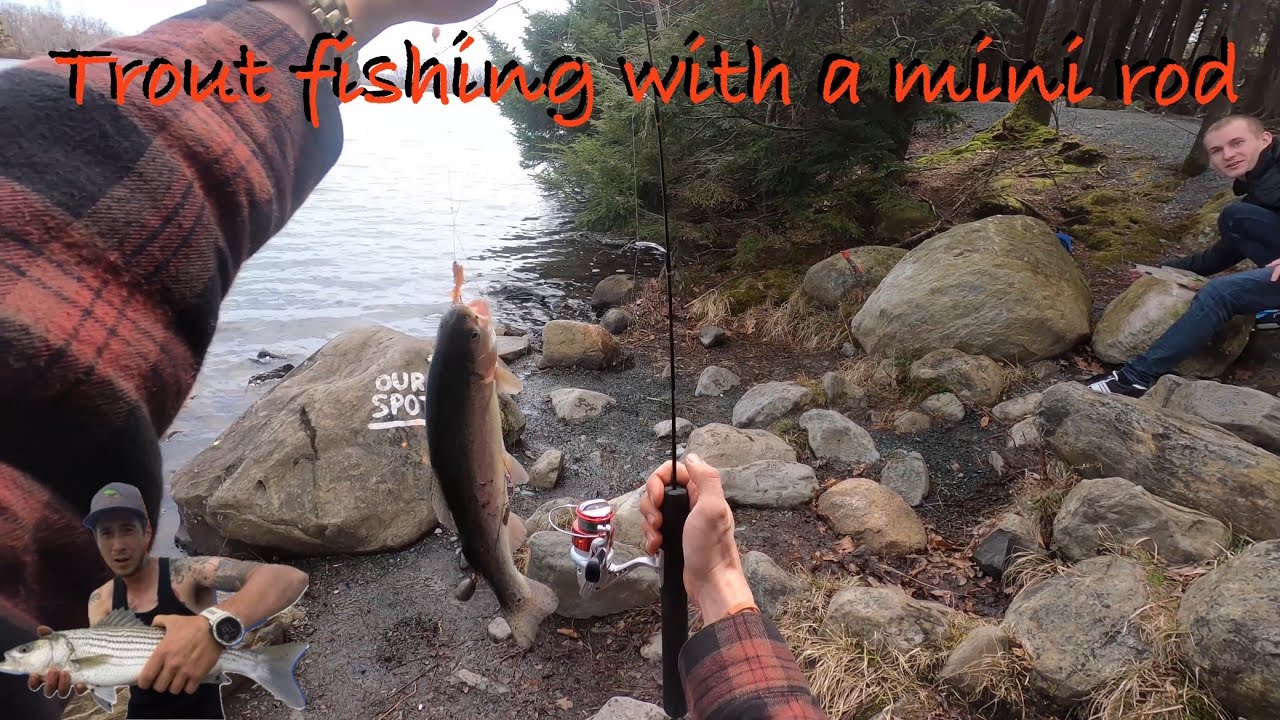Trout fishing with a mini fishing rod - YouTube