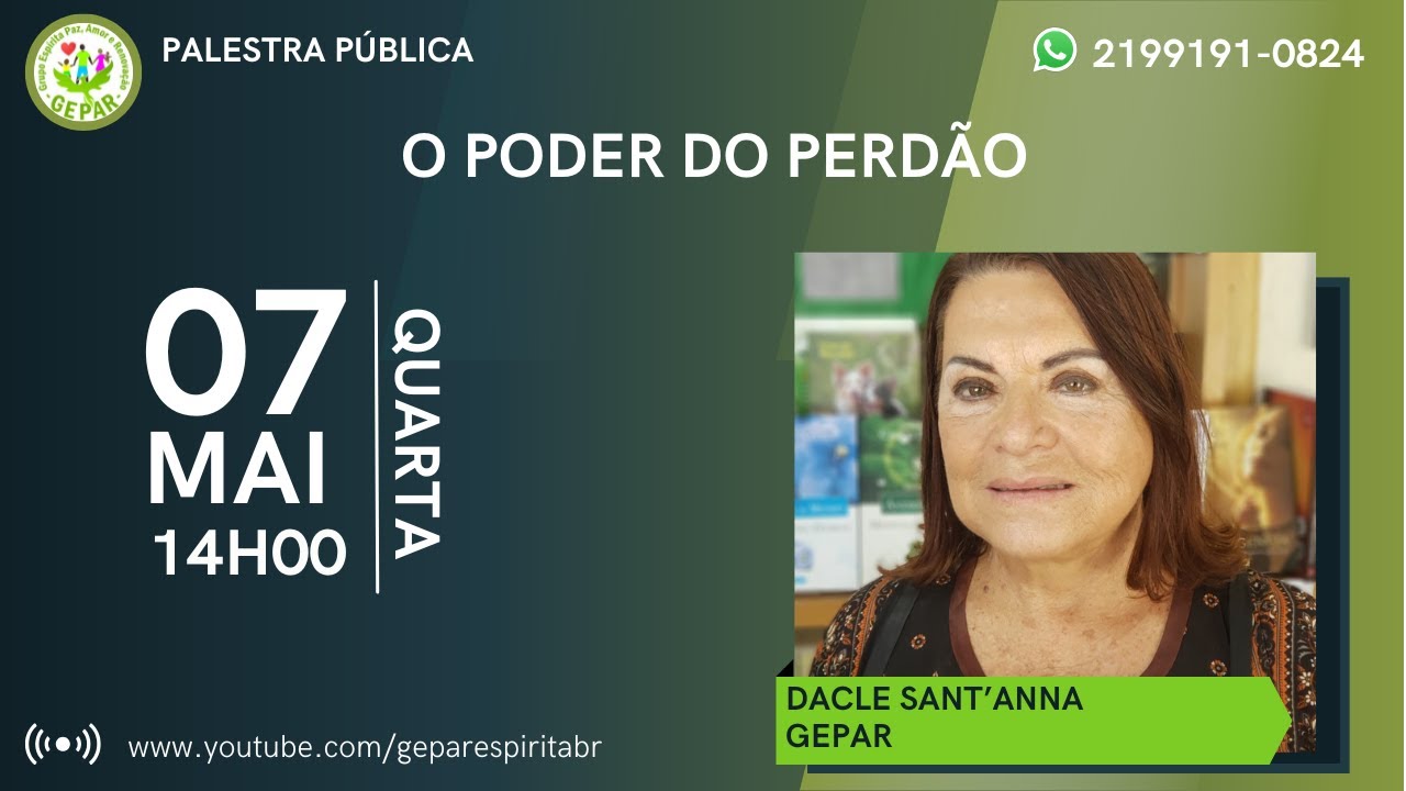 07/05/2025 - Tema: O poder do perdão Palestrante: Dacle Santa'anna ...