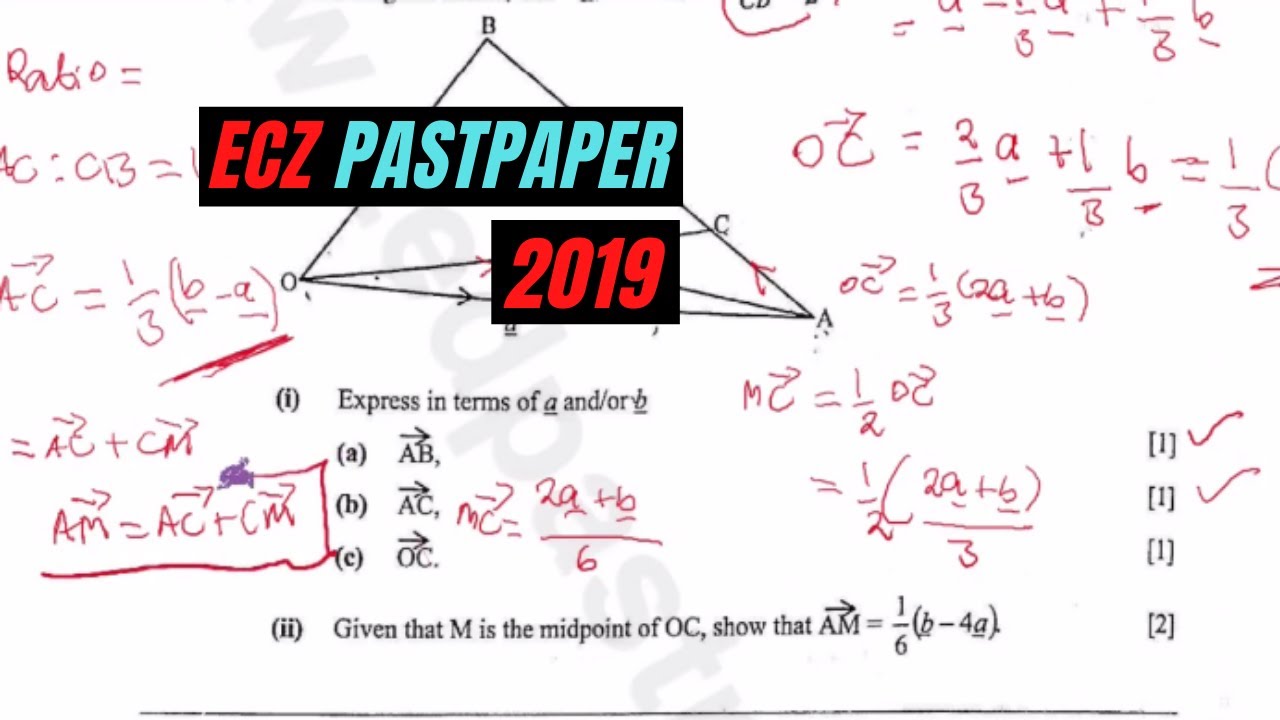 ECZ Past Paper Revision 2019 GCE (Vectors) - YouTube