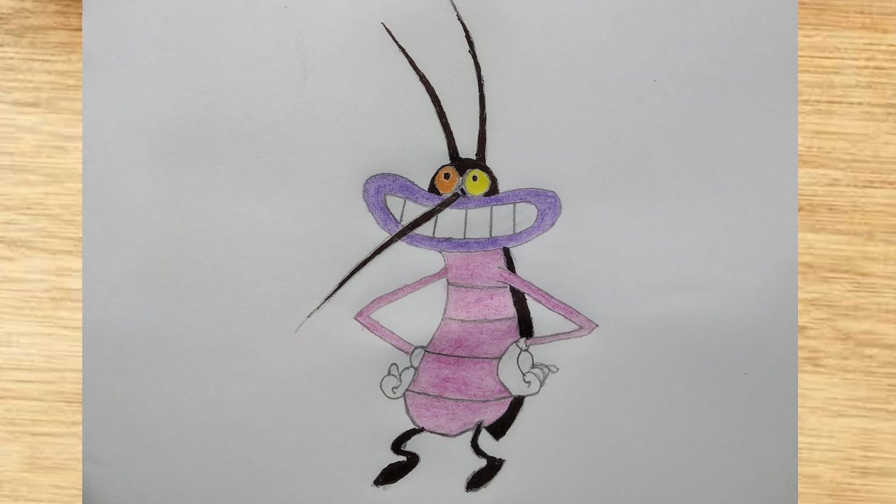 Easy oggy and cockroaches Drawing. Colour oggy drawing. Bizli Drawing ...